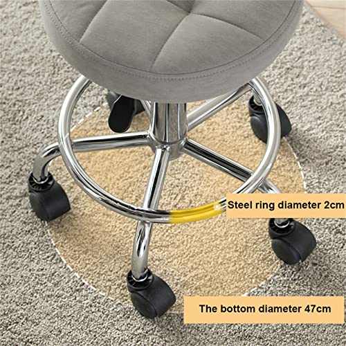 JHKZUDG Round Rolling Stool with Foot Rest and Back Rest,Height Adjustable Swivel Drafting Chairs Round Stools, for Spa Drafting Salon Tattoo Work Pedicure Stool with 5 Wheels,Blue