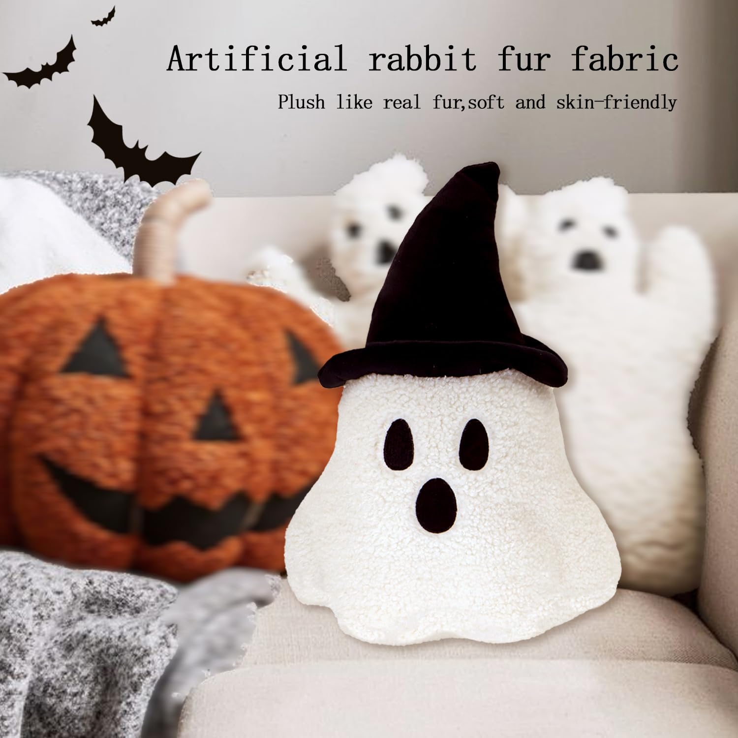 LXSLFY 2024 New Halloween Ghost Plush β Adorable Soft Ghost Pillows, Perfect for Spooky and Decorations, Ideal for Cozy Home and Party Decoration