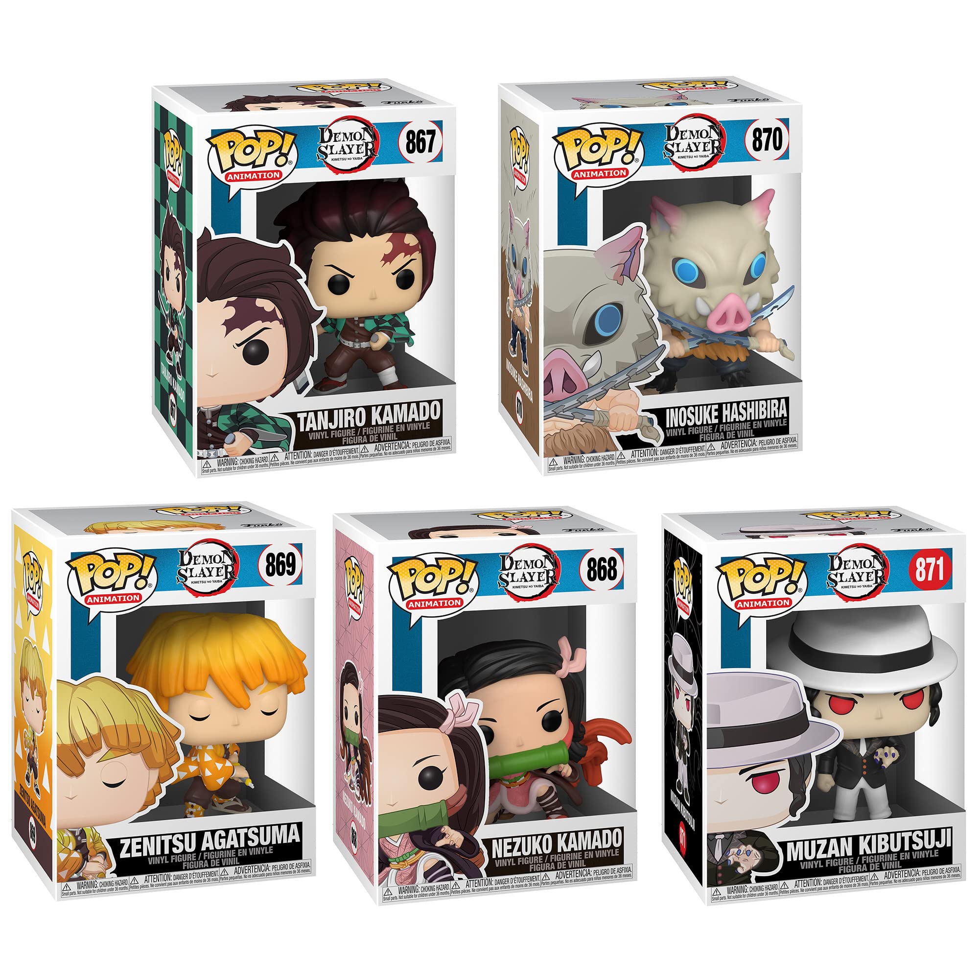 Funko Animation: POP! Demon Slayer Collectors Set - Tanjiro Kamado, Inosuke Hashibira, Zenitsu Agatsuma, Nezuko Kamado, Muzan Kibutsuji