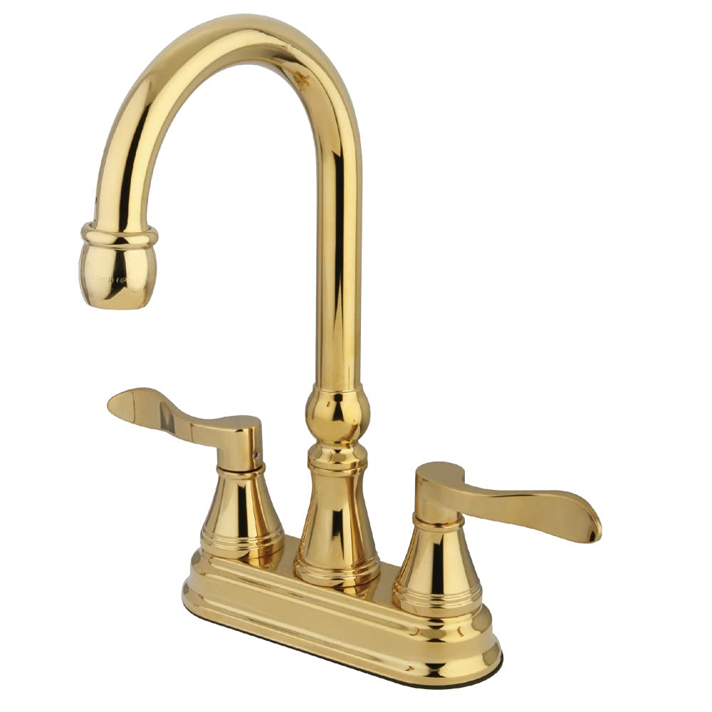 Kingston Brass KS2492DFL NuFrench Bar Faucet, 4-Inch, Polished Brass