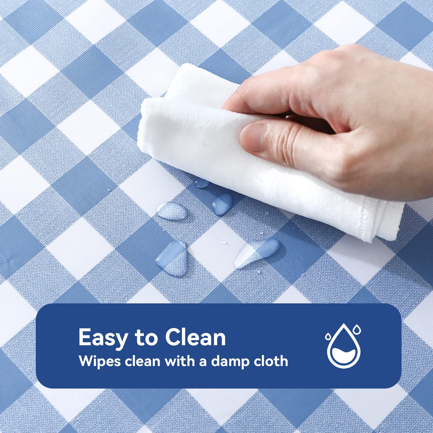 Romanstile Rectangle Vinyl PVC Tablecloth, 100% Waterproof Buffalo Plaid Plastic Table Cloth, Oil Proof Heavy Duty Wipeable Table Covers for Dining/Camping/Picnic/Outdoor - 54 x 78, Light Blue