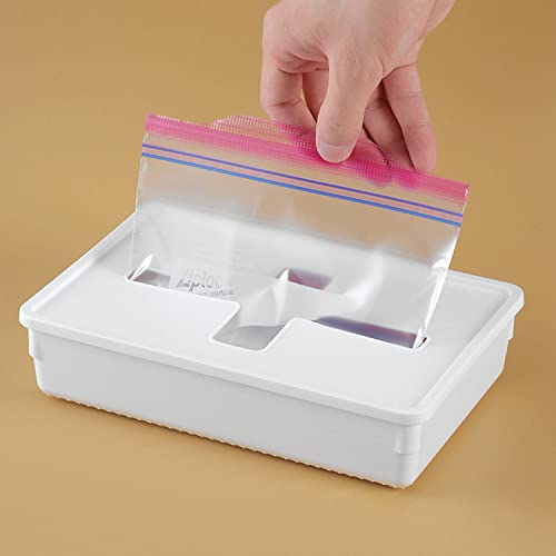 Ziplock Bag Organizer for Kitchen Drawer Pantry, 4 PC Plastic Bag Storage Organizer Container with Openable Top Lids, SuitableĀ for Gallon Quart Sandwich Snack Bags