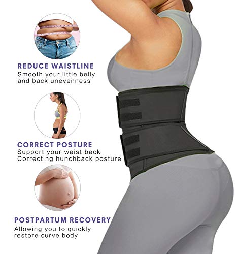YIANNA Latex Waist Trainer for Women Tummy Control Jsculpt Double Sweat Trimmer Belt Workout Training Sport Girdle, YA2223-Black-XS