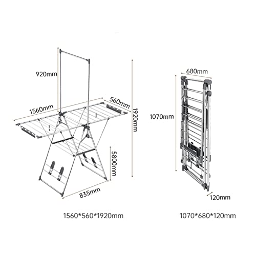 YIFEI2013-SHOP Folding Drying Rack Floor Drying Rack Folding Stainless Steel Indoor Home Balcony Outdoor Drying Quilt Lift Telescopic Rod Can Dry Shoes Design Collapsible Drying Rack