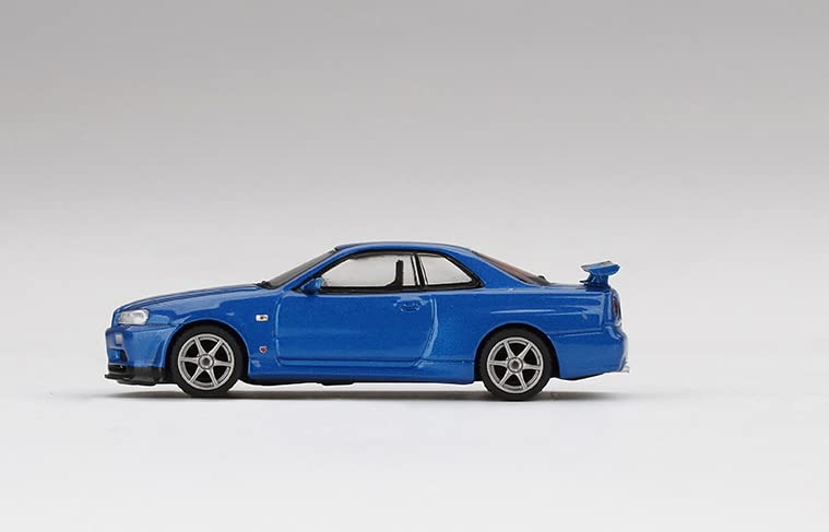 True Scale Miniatures Model Car Compatible with Nissan Skyline GT-R (R34) V-Spec II Bayside Blue Limited Edition 1/64 Diecast Model Car MGT00341