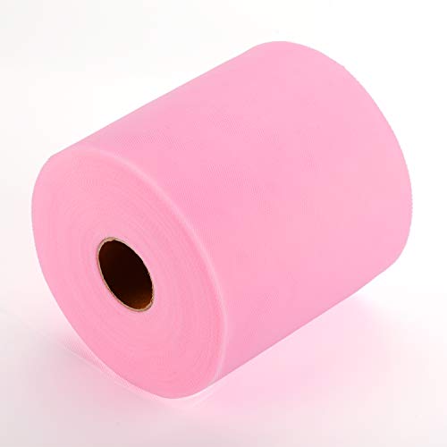 Tulle Rolls 6â by 100 Yards (300 feet) Tulle Roll Spool Fabric for DIY Tutu Skirts Wedding Baby Shower Crafts Decorations Party Supplies (Light Pink)