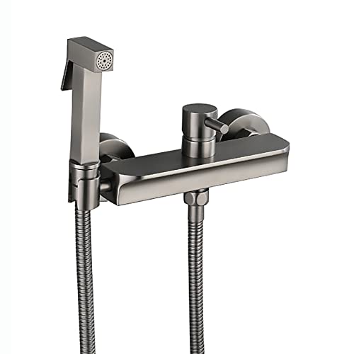 MINJING Handheld Bidet Sprayer for Toilet, Gray Cloth Diaper Sprayer Kit Wall Mounted Brass Bidet Sprayer Set Single Handle Toilet Bidet Sprayer Kit with 150cm Shower Hose