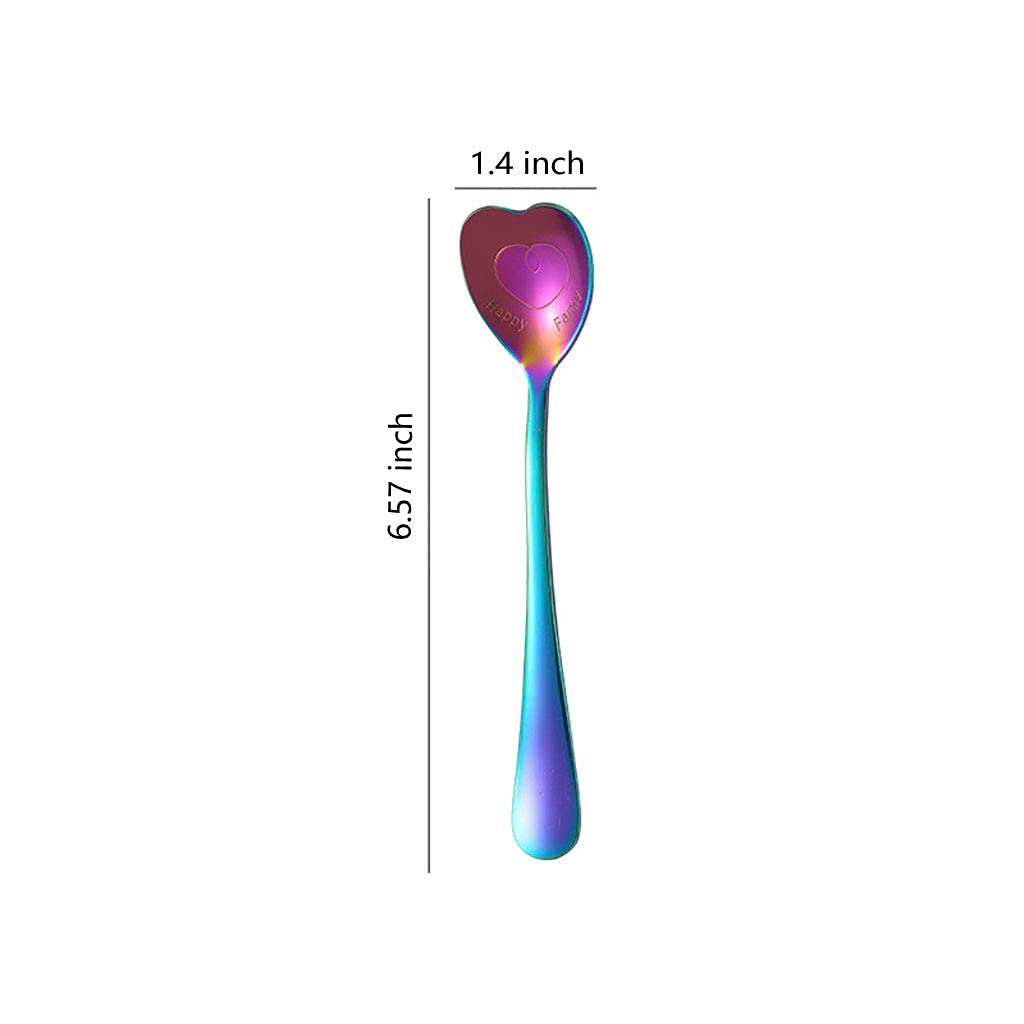 Stainless Steel Spoon Set 7 Pack, Heart Shaped Spoons, Coffee spoon,Dessert Spoon, Ice Cream Spoons, tea spoons,Love spoon, Cute holiday gift (Rose gold, 7)