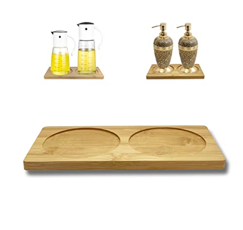 IBNBAQAR Wooden Tray | Oil Dispenser Tray 19.3 * 9.14 cm (1 Piece) |7.7X3.7 Wooden Serving Tray | Mini Bamboo Tray | Wooden Tray for Cooking Oil Bottles | Soap Dispenser Tray