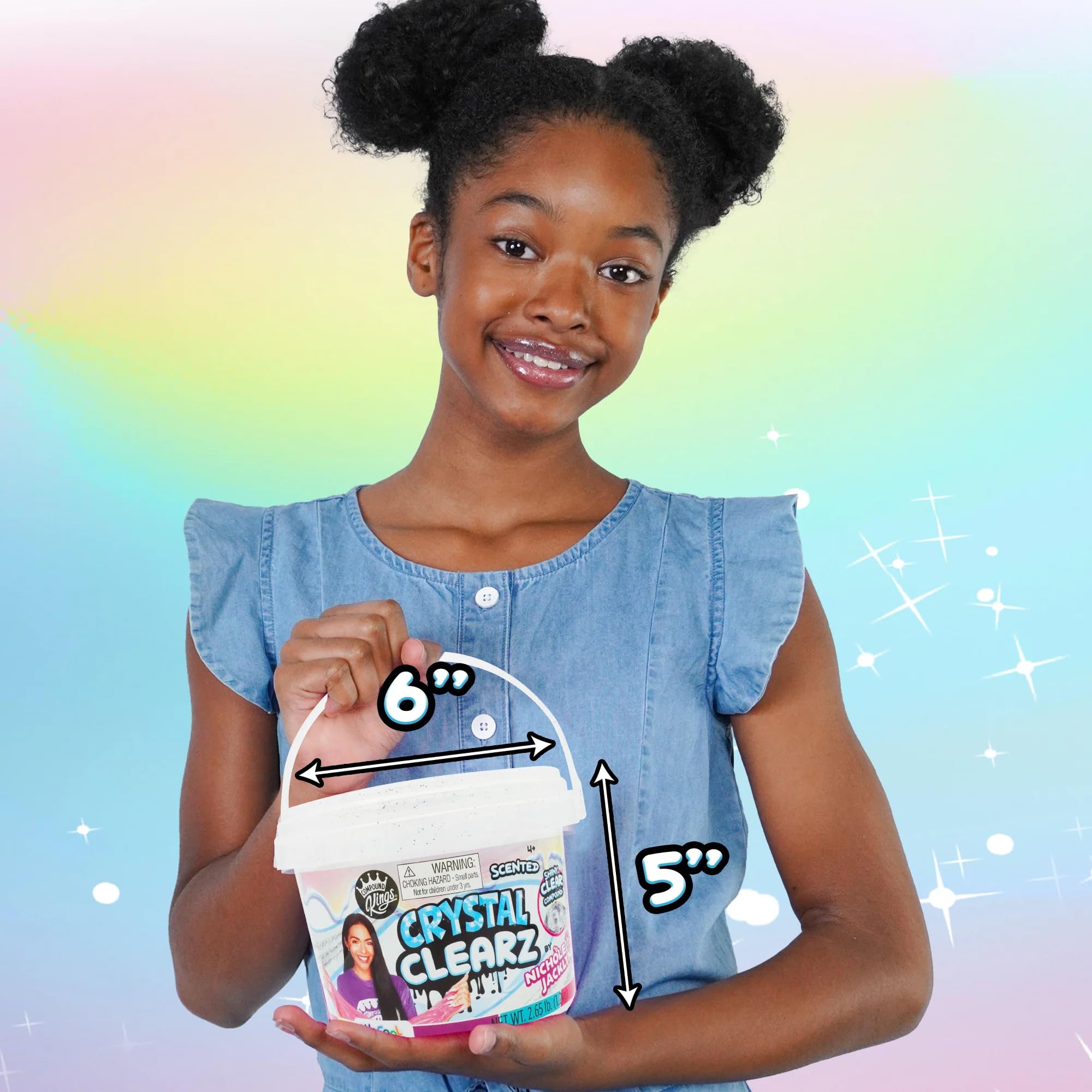 COMPOUND KINGS Fluffy Scented Crystal Clearz Slime Bucket by Nichole Jacklyne for Girls & Boys | Sensory Toys | Non-Sticky | Stress-Reducing Tacticle