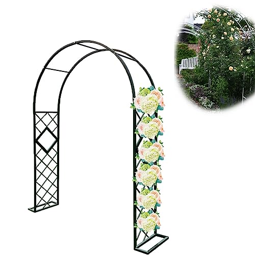 Metal Garden Arch,Garden Arbor,Rose Arches,Rose Arch Trellis,Rose Arbor Climbing Plants for Support,Rose Frame for Various Climbing Plant140*230Cm (Color : Black, Size : W140cmXH230cmXD40cm)