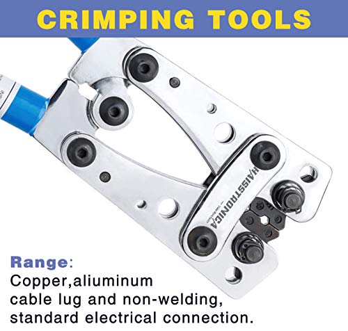 haisstronica Battery Cable Lug Crimping Tools-Wire Crimper Tool,AWG 10 8 6 4 2 1 Battery Terminal Crimper for Heavy Duty Wire Lugs,Battery Terminal,Copper Lugs Terminals