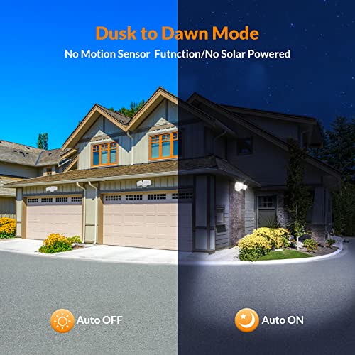LEPOWER 3000LM Dusk to Dawn LED Security Light, 28W Flood Lights Outdoor with Photocell, 5500K White Light, IP65 Waterproof, 2 Adjustable Heads Exterior Outdoor Security Light for Garage, Backyard