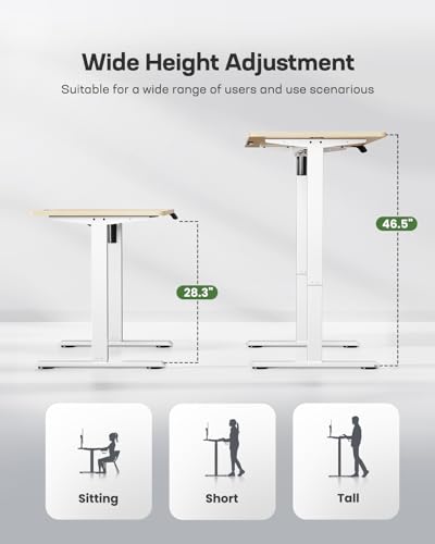 Marsail Electric Standing Desk, Adjustable Height Stand up Desk, 48 x 24 Inches Sit Stand Home Office Desk, Computer Desk, Maple
