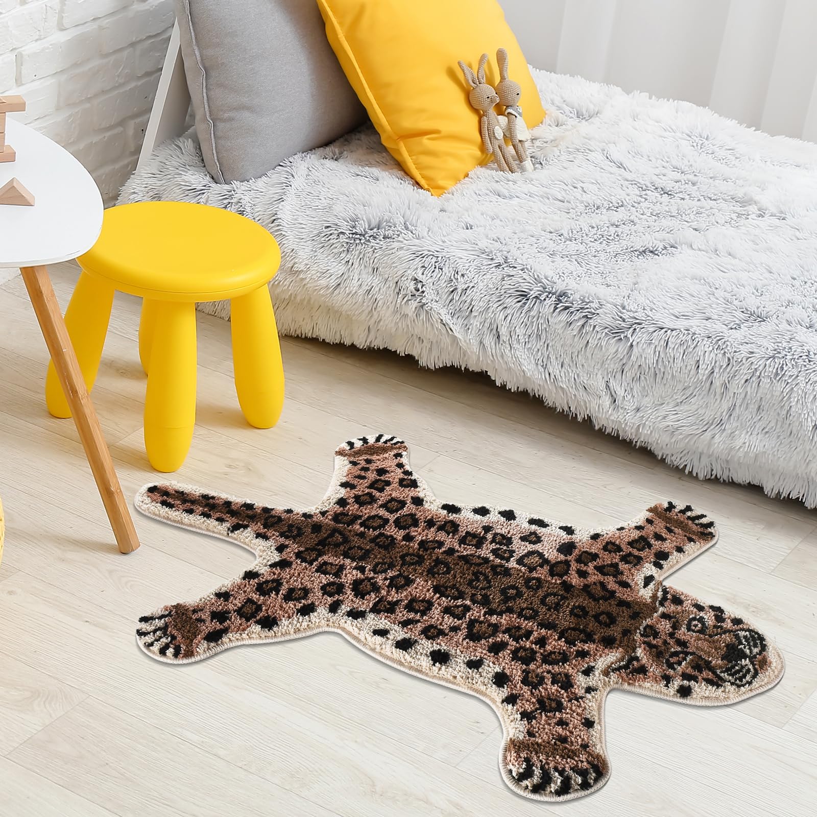 joy & j Leopard Rug for Bedroom - Cheetah Rug for Cheetah Decor - Microfiber Fluffy Rug for Cute Bedroom Decor - Non Slip Cute Bath Mat - Cheetah Print Rug for Cute Rugs for Bedroom Aesthetic