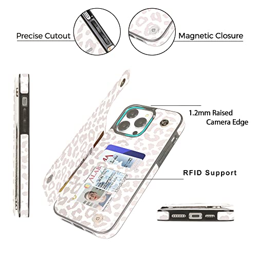 uCOLOR Flip Leather Wallet Case Card Holder for iPhone 12 Pro/12 Women and Girls with Card Holder Kickstand Marble Design Compatible with iPhone 12/iPhone 12 Pro 5G 6.1 inch (Leopard)