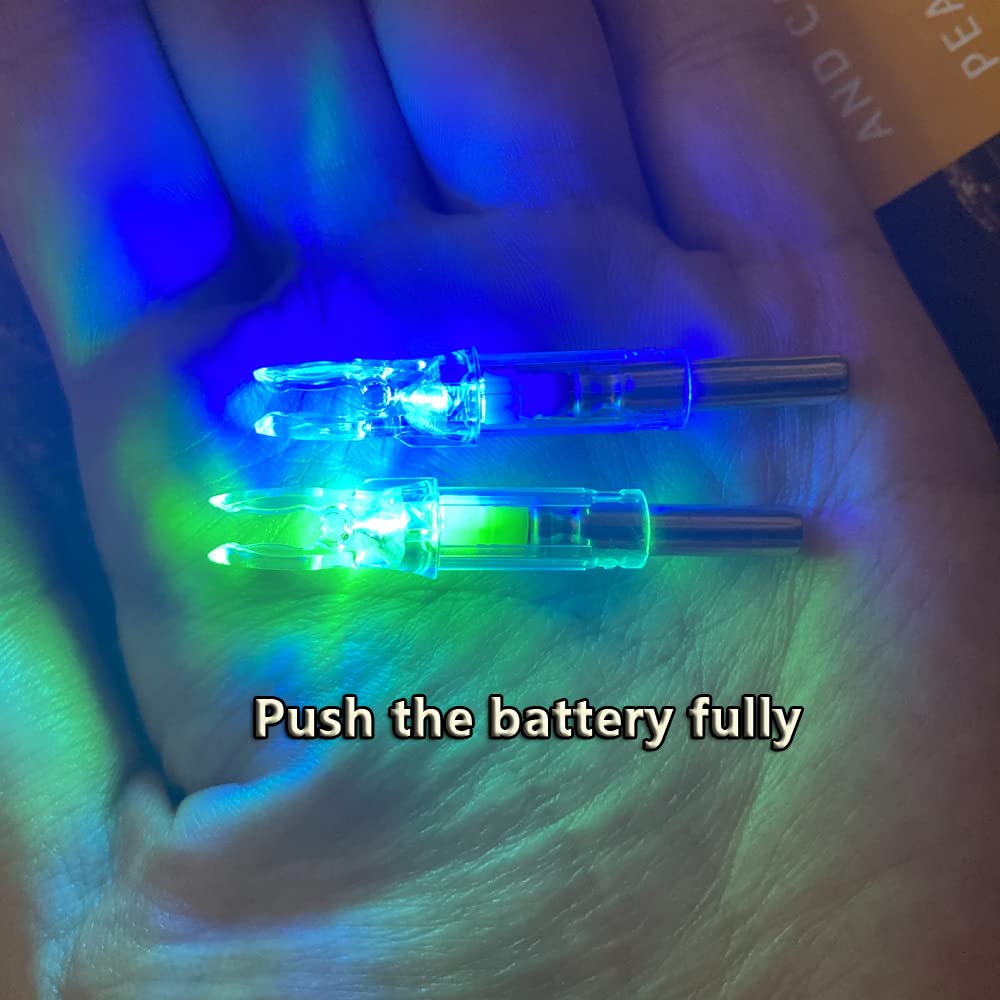 Ellen Archery 12PCS/lot LED Arrow Nock Light Arrow Nock Hunting Arrow Nocks Lighted Led Arrow Nock Tail (6pcs Green+6pcs Blue)