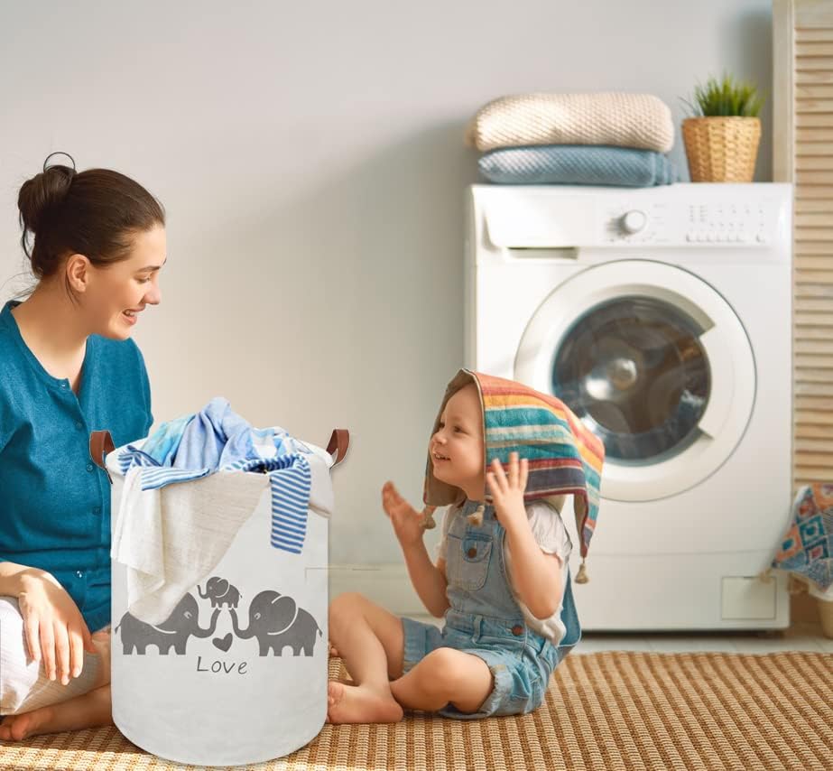 HIYAGON Baby Laundry Basket,Large Laundry Hamper with Drawstring Cover,Collapsible Storage Basket for Room Decor,Bedroom(Animal)