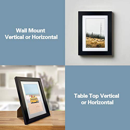 Lavezee 16 Inch Rustic Floating Shelves for Wall Set of 3 and 4x6 Black Picture Frames Set of 6