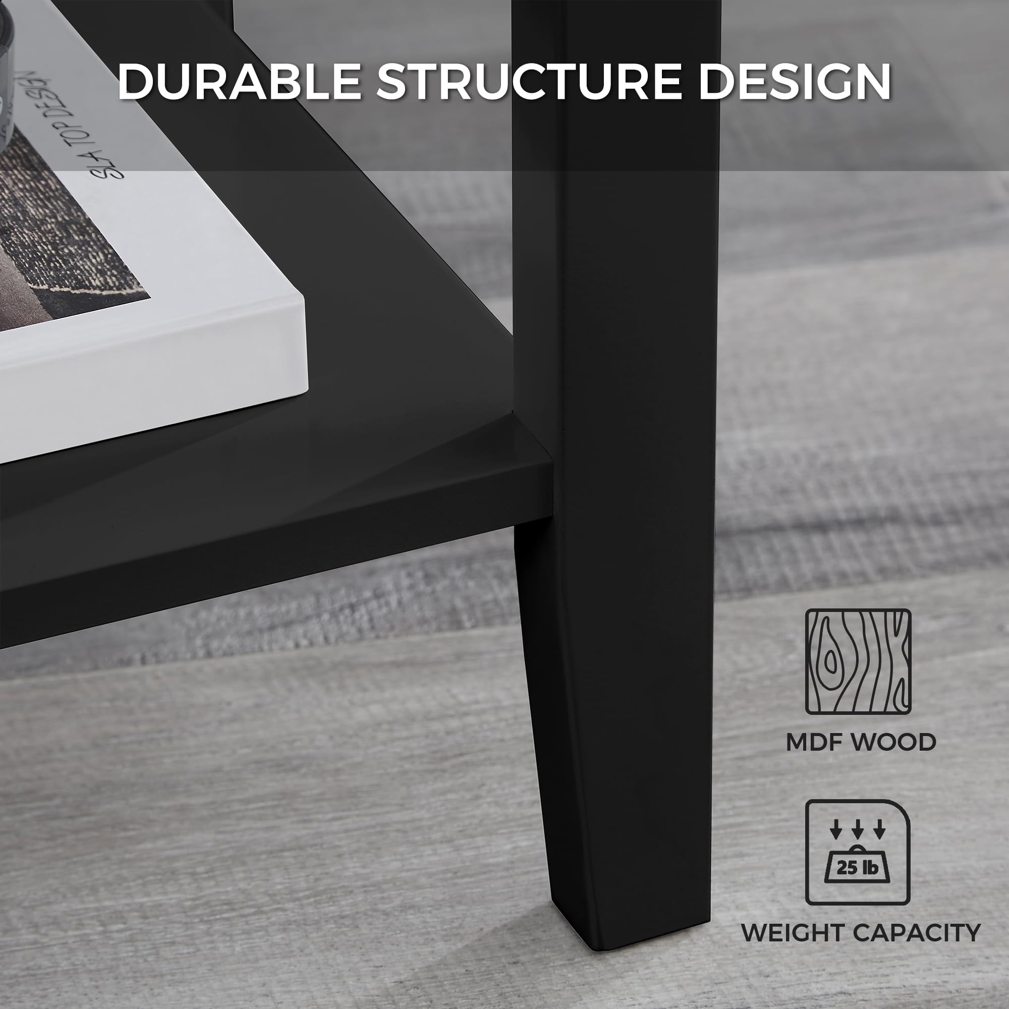 OCANDO Fluted Black Nightstand, 1 Drawer Bedroom 19β Night Stand, Small Bed Side End Table with Storage Shelf for Living Room, Sofa Couch