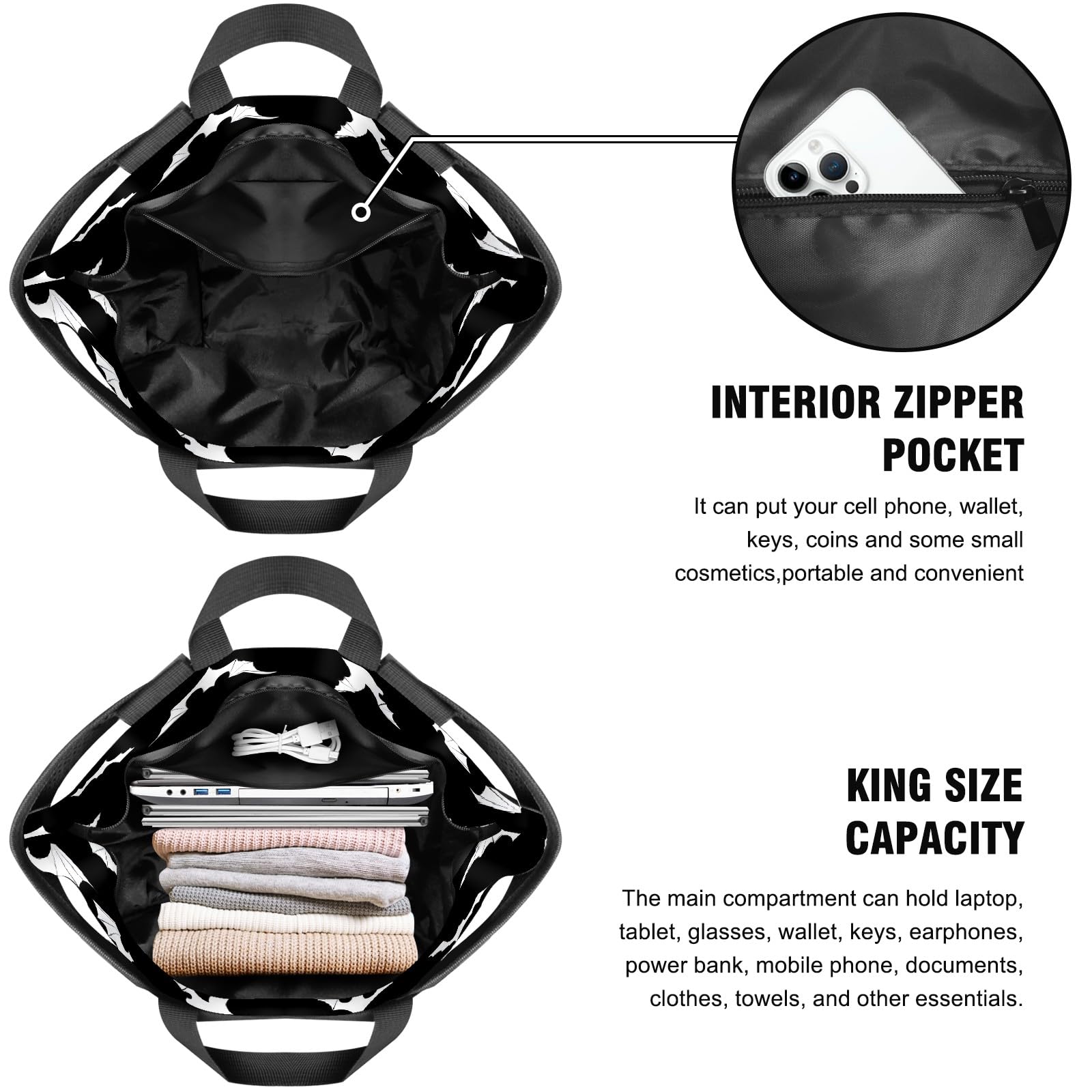 Counullo Halloween Bat Backpack for Women Man Black Travel Tote Backpack Airline Approved Personal Item Travel Bag for Work College Teacher Work Halloween Decor