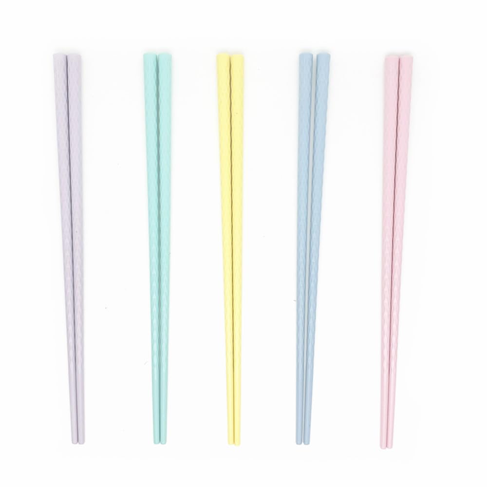 Koolemon Fiberglass Reusable Chopsticks, Non-Slip,Diamond Design (5)