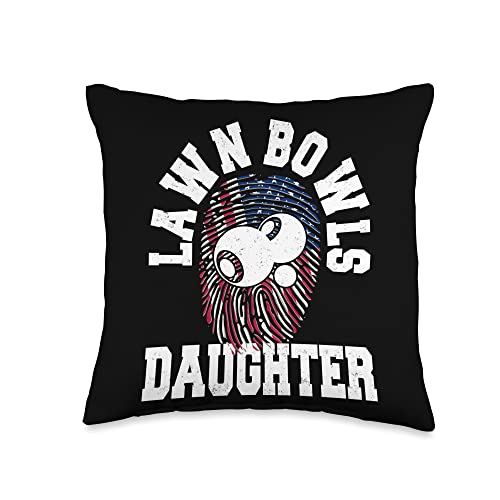Lawn Bowls Daughter Design Co. American Flag Fingerprint Patriotic Lawn Bowls Daughter Throw Pillow, 16x16, Multicolor