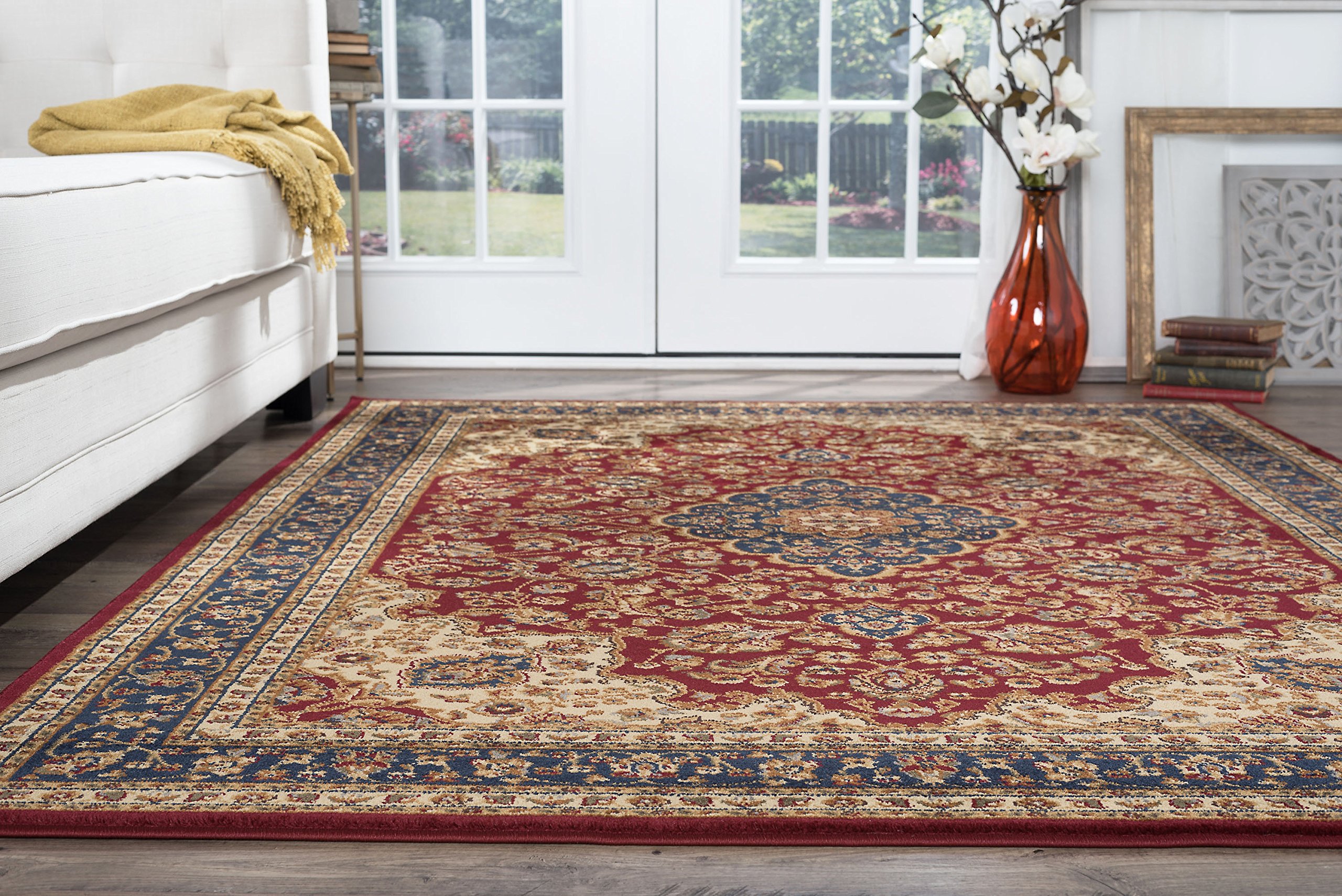 Kirsten Traditional Oriental Red Oval Area Rug, 5' x 7' Oval
