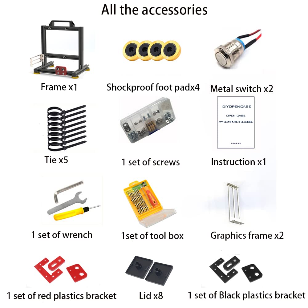 HAIHUANG DIY Computer Motherboard Case Rack, Test Bench Computer Case PC Test Bench,Vertical Overclocking Open Aluminum Frame Chassis Rack, Creative Personality ATX/M-ATX/ITX Open Chassis (EATX)