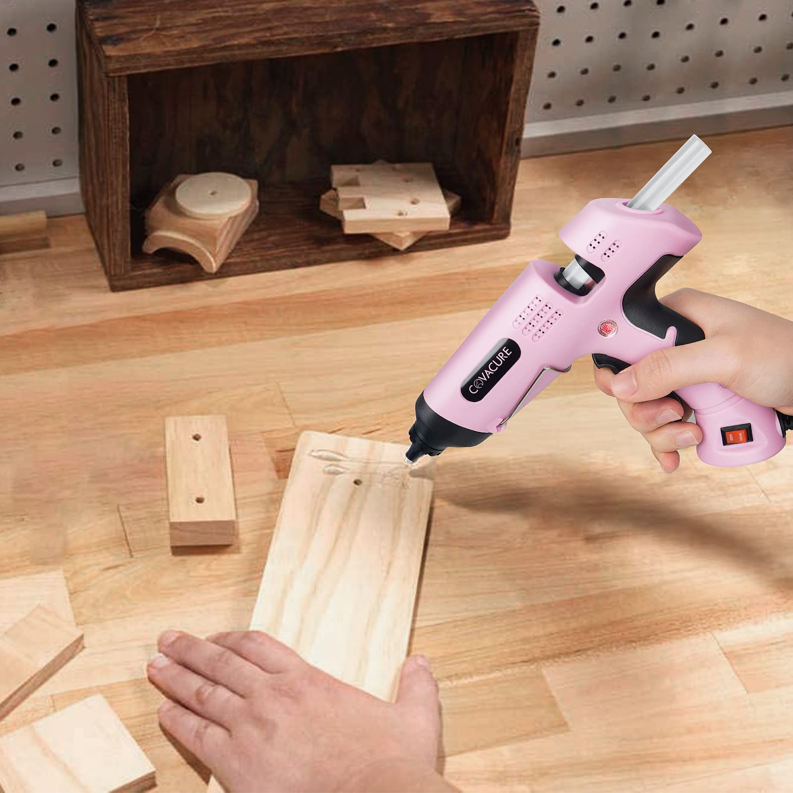 COVACURE Hot Glue Gun 60W/100W with 20 PCS Full Size Glue Sticks - Fast Preheating & Drip Proof Glue Gun Kit for Adults & Kids, Ideal for Arts, Craft, DIY, Decorations, Fast Repairs