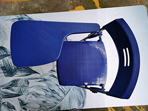 Yosogo Folding Chair with Writing Board (Blue Color) - Ergonomic Compact Portable Plastic Foldable Chair with Side Table, Book Net and Breathable Backrest for Student and Office