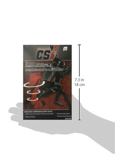 CSX Compression Socks for Men and Women, Knee High, Recovery Support, Athletic Sport Fit, Black on Red, Medium (15-20 mmHg)