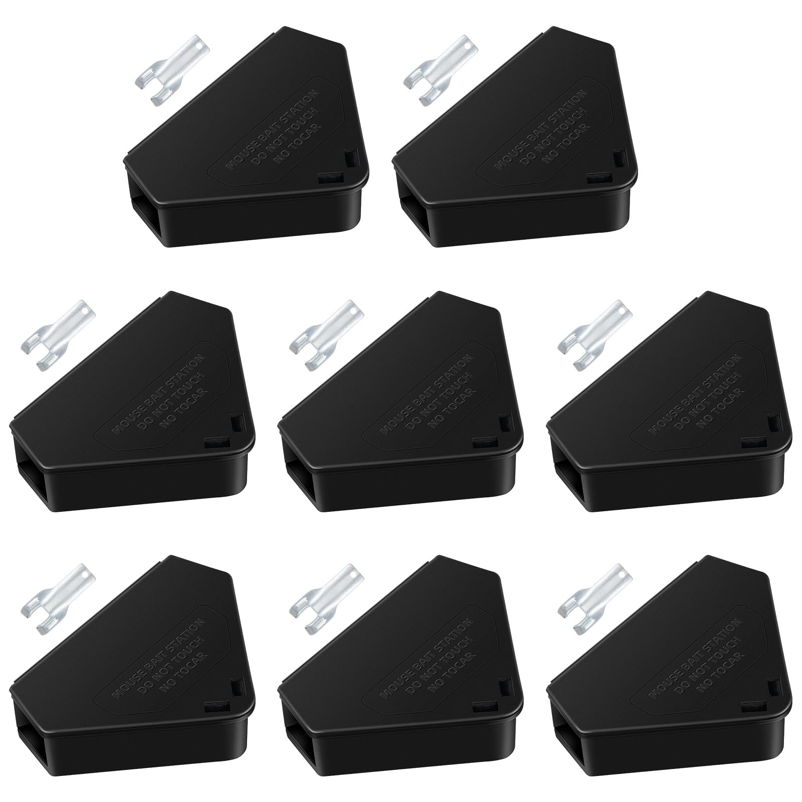 Mouse Bait Station with Key,8 Pcs Rat Bait Station Mouse Poisoning Bait Blocks Reusable Small Bait Boxes for Mice Rodent Indoor & Outdoor,Bait Not Included,Green
