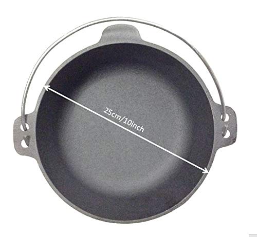 Cuisiland Pre-seasoned 4.5 Quarts Cast Iron Dome Lid Flat Bottom Dutch Oven