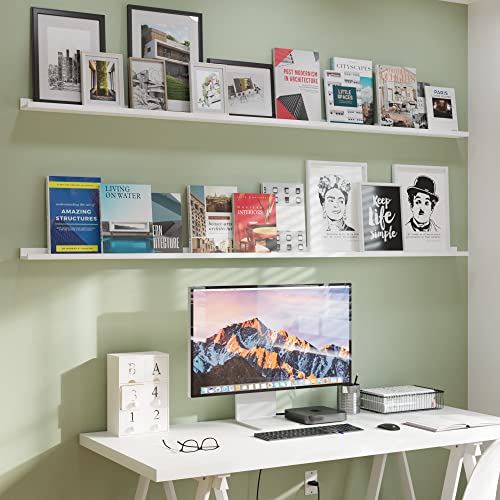 You Have Space Lagos 80" Ledge Wall Shelves, Floating Shelves for Living Room Decor, Bedroom, Office, Ultra Long White Picture Ledge Shelf Set of 2