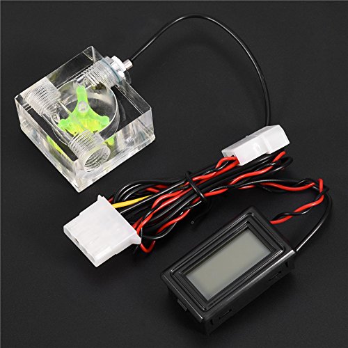 Computer Water Cooling Thermometer, Water Flow Meter, Computer Temperature Detector Kit, PC Computer 3 Way Flow Meter Digital Thermometer Suitable for Water Cooling System Kit