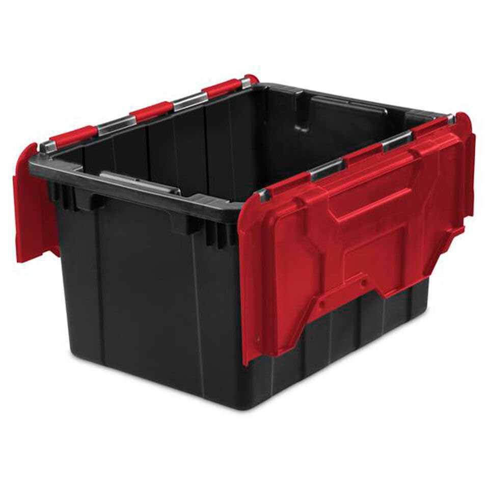 ODEENE For Sterilite 12 Gallon Hinged Lid Industrial Tote, Stackable Storage Bin, 6 Pack