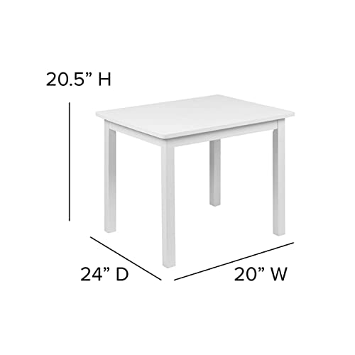 Flash Furniture Kyndl Kids Solid Hardwood Table and Chair Set for Playroom, Bedroom, Kitchen - 3 Piece Set - White