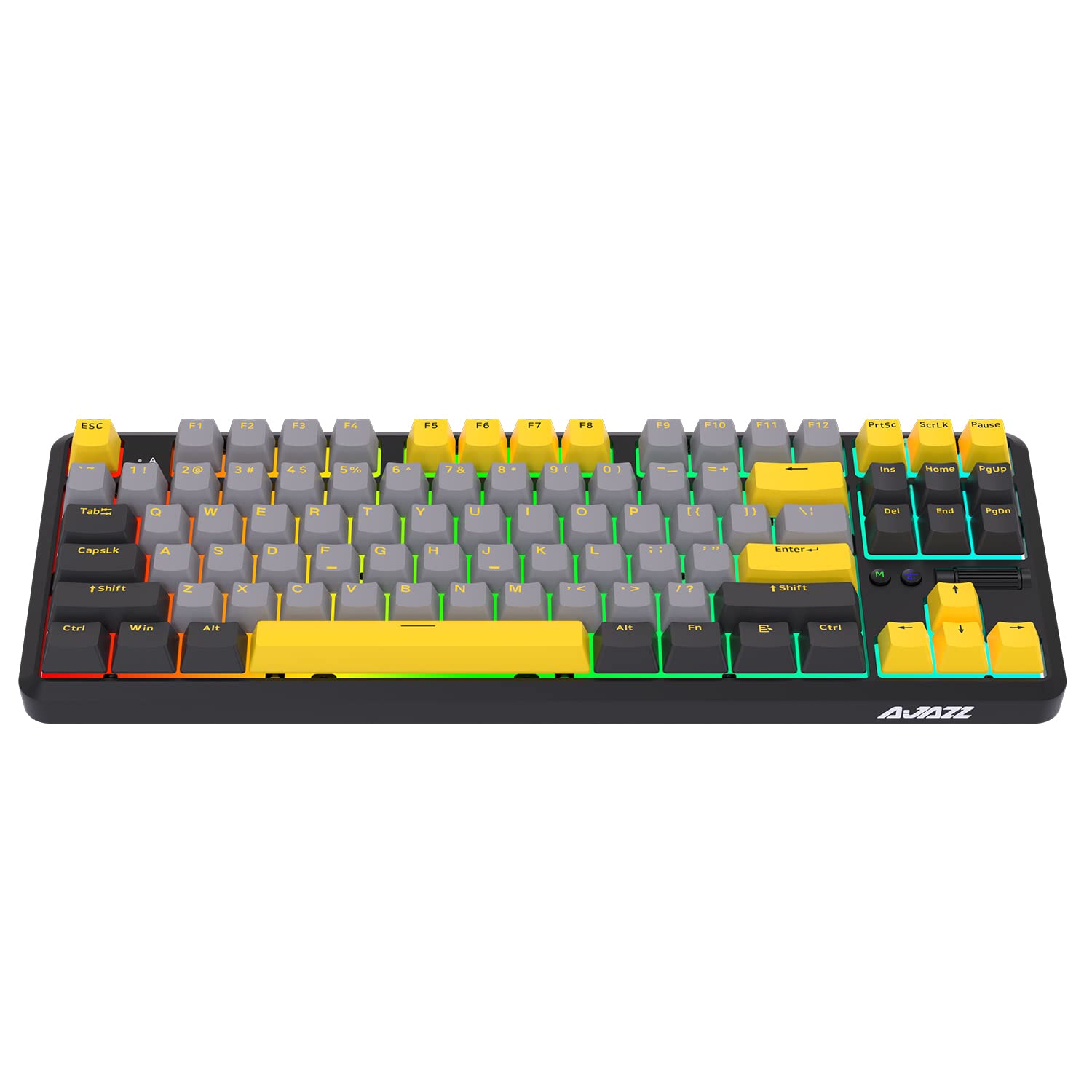 EPOMAKER Ajazz K870T Pro Hot Swappable RGB Bluetooth 5.0/2.4G/Type-C Wired Mechanical Gaming Keyboard for Win/MacOS/iOS, Rotary Wheel for Light/Volume Control (Hotswap Red Switch with Black Case)