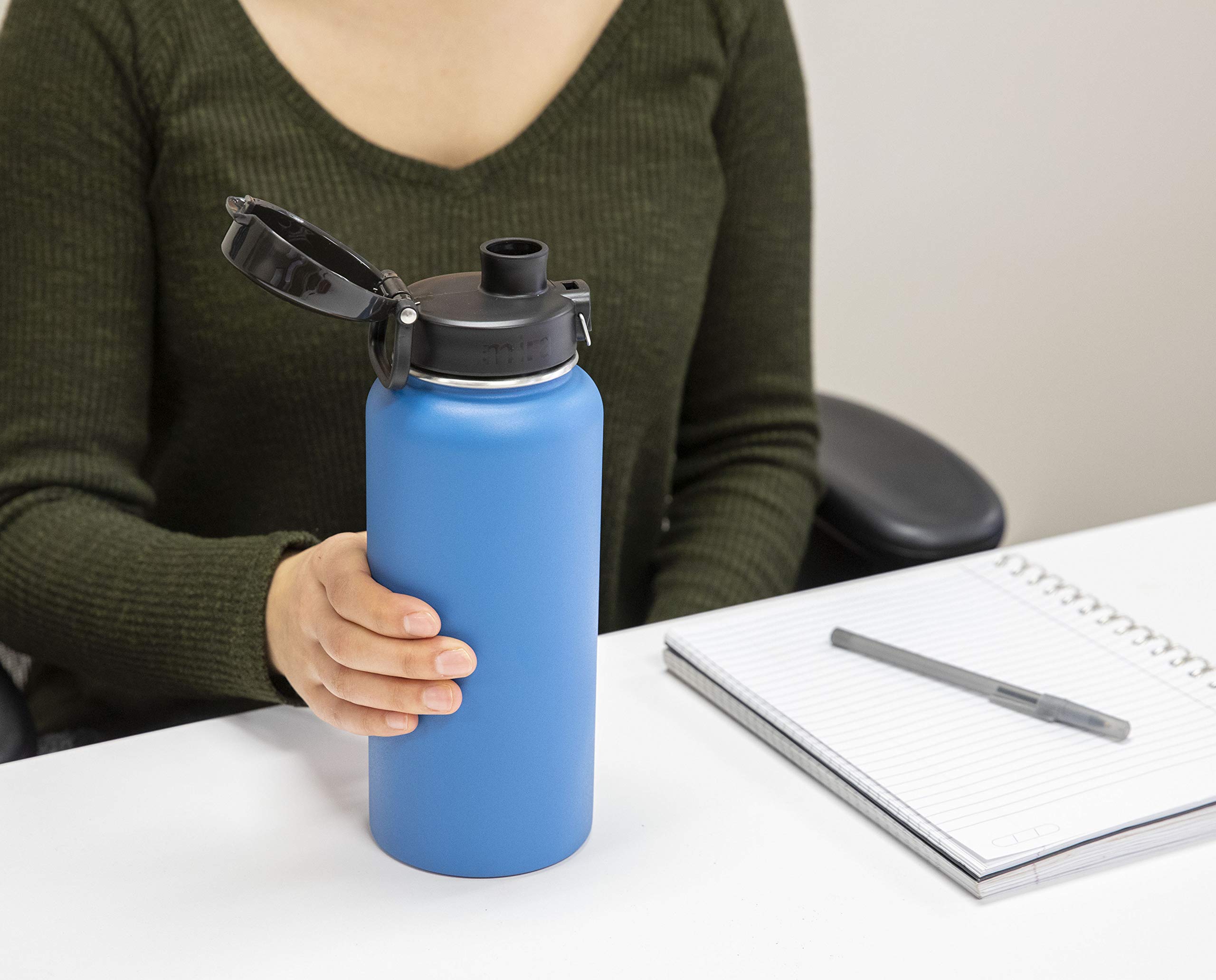 MIRA Stainless Steel Water Bottle - Hydro Vacuum Insulated Metal Thermo Flask Keeps Cold for 24 Hours, Hot for 12 Hours - BPA-Free One Touch Spout Lid Cap - 24 oz Hawaiian Blue