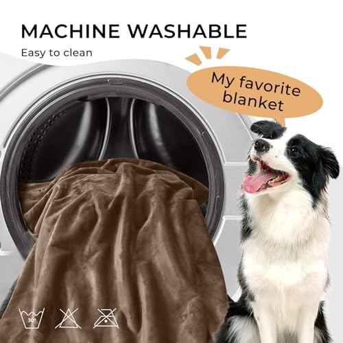 Luciphia Waterproof Blanket for Large Dogs Liquid Proof Furniture Protector Washable Pet Reversible Bed Cover for Couch Soft Sherpa Fleece Cat Blanket for Small Medium Khaki Medium(57" x 40")