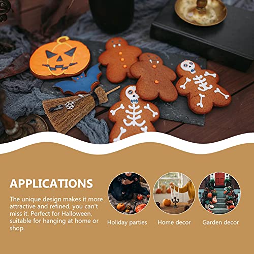 Halloween Mini Broom DIY Handmade Simulation Wizard Branch Broom Model Pendant Jewelry Making Accessories for Kids Khaki