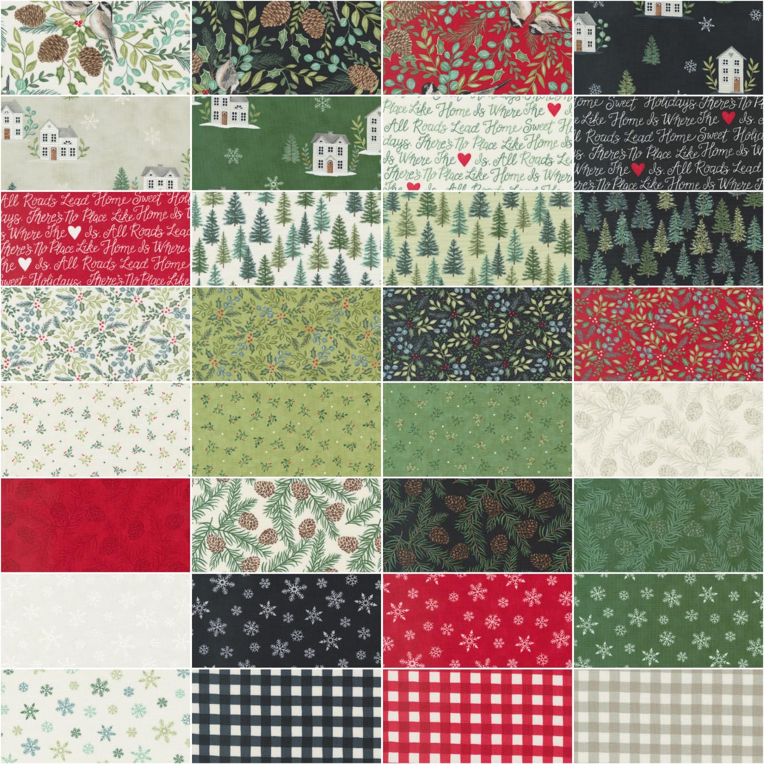 Deb Strain Holidays at Home 32 Fat Quarters 1 Panel Moda Fabrics 56070AB
