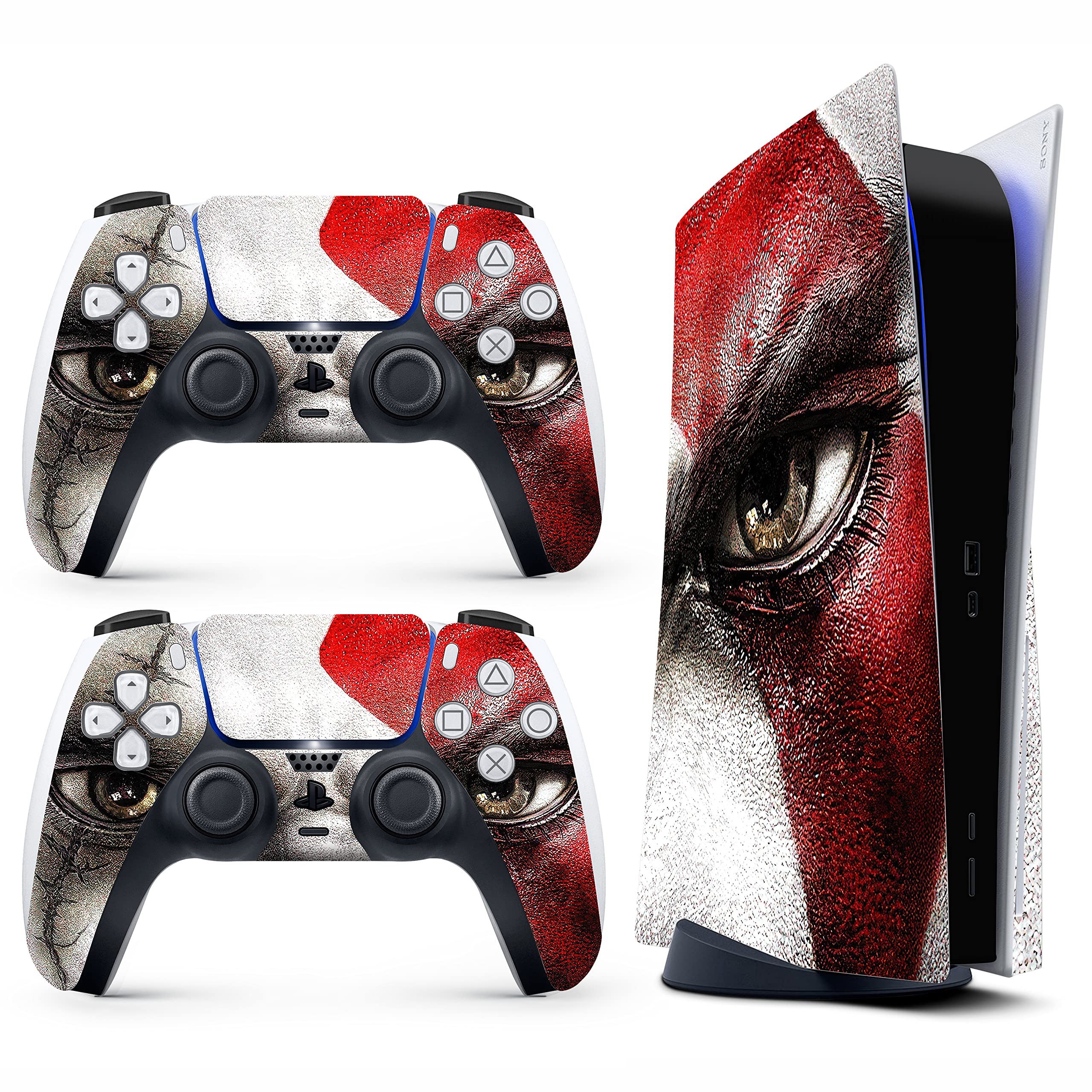 HK Studio PS5 Skin God Eyes - Easy Peel and Stick PS5 Skin Disc Edition with No Bubble, Waterproof - Playstation 5 Skin - Including PS5 Controller Skin and PS5 Console Skin