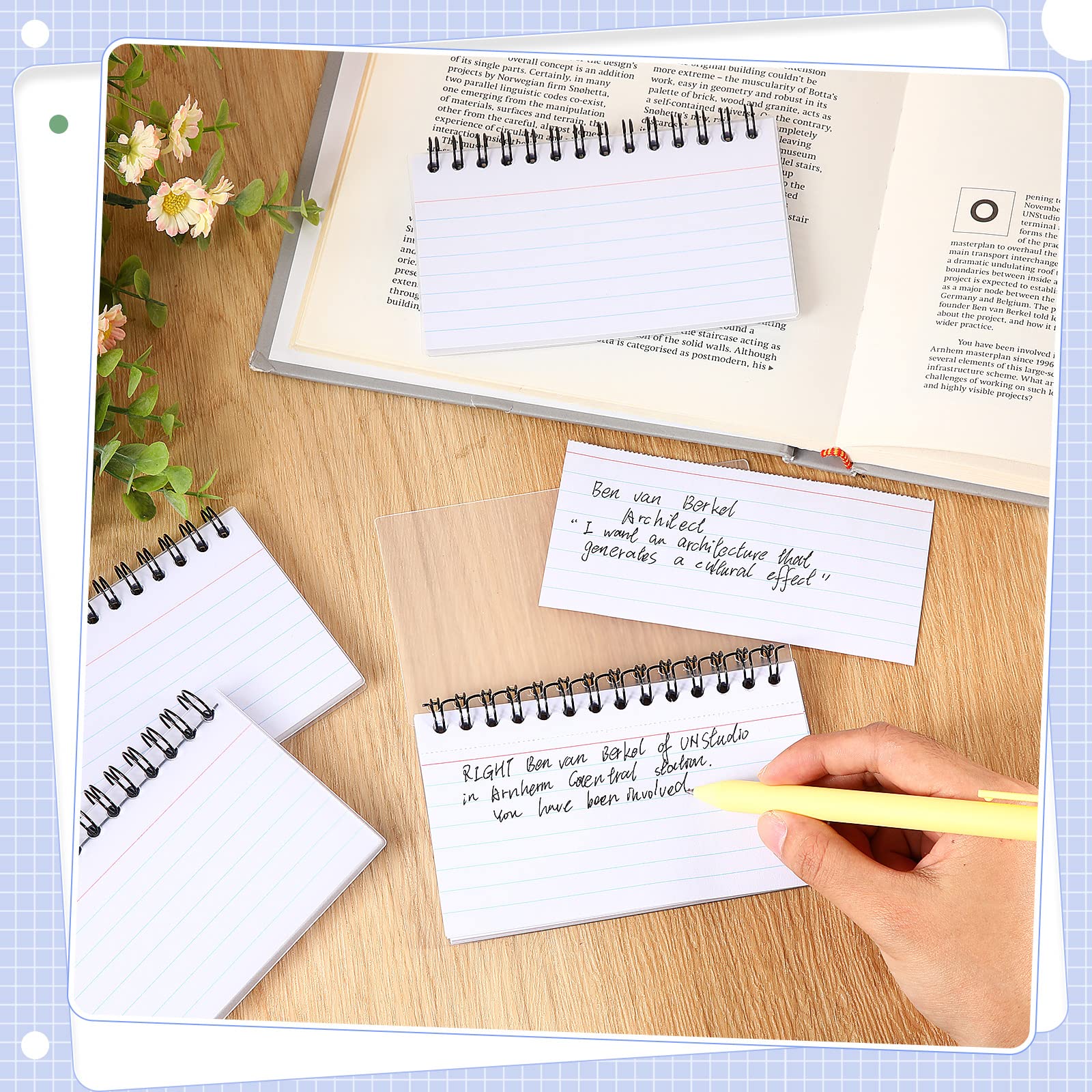 Ctosree 3600 Pages Index Cards 36 Pads Spiral Bound Ruled Index Cards Lined Flash Cards with Ring Learning Card Note Cards with PP Cover for Home School Office Learning Memory(Multicolor, 5 x 3 Inch)