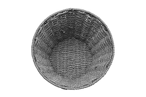 Zuvo [2 Pack] Round Wicker Waste Paper Bin and Basket, Rubbish Basket for Bedroom, Bathroom, Offices or Home (Gray)