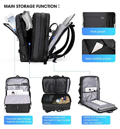 MARK RYDEN 23/40L Carry on Travel Backpack Fits 17.3'' Laptop&Slim Crossbody Bag Fits 7.9'' iPad