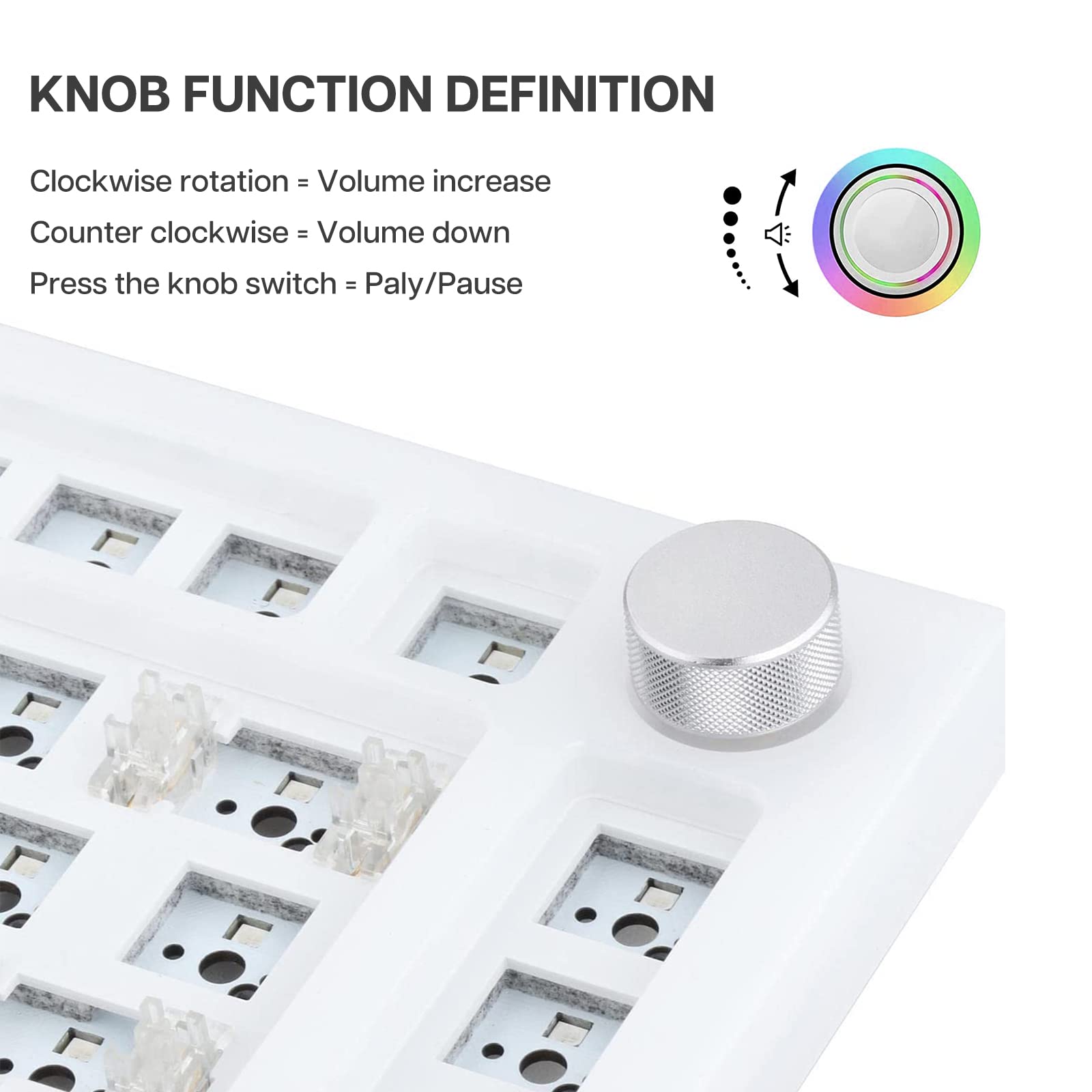 EPOMAKER Next time Skyline Gasket-mounted 75% Hot Swappable Wired Gaming Keyboard DIY Kit with RGB Backlight, Rotary Knob, Compatible with 3Pin 5Pin Gateron/Cherry/Kailh/Otemu Switch (White)