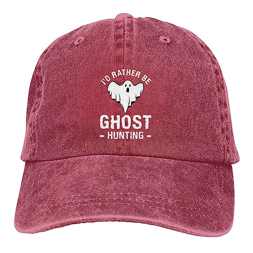 Id Rather Be Ghost Hunting Hat for Men Baseball Hat Cool Hats Red