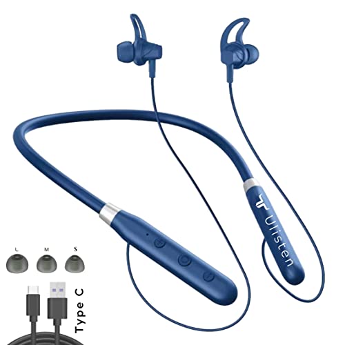 U-Listen PRO KT-N33 Wireless Bluetooth Neckband Headphone Super Bass Noise Reduction HD Mic Type C Foldable New Ergonomic Design Trendy Comfy Gym Sport Around The Neck by Turbootech(Blue)
